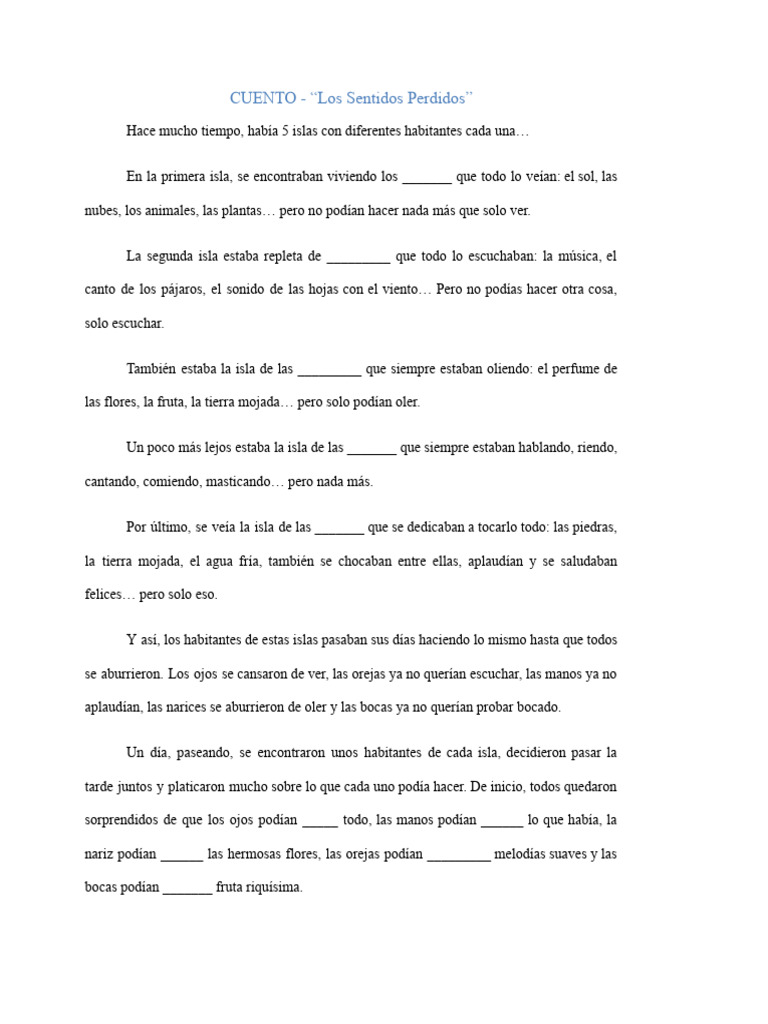 Cuento 5 Sentidos | PDF