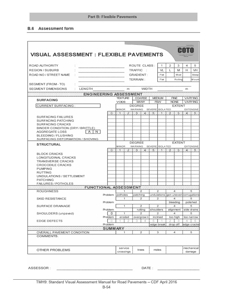 Flexible Roads Assessment Form | PDF | Road | Road Surface