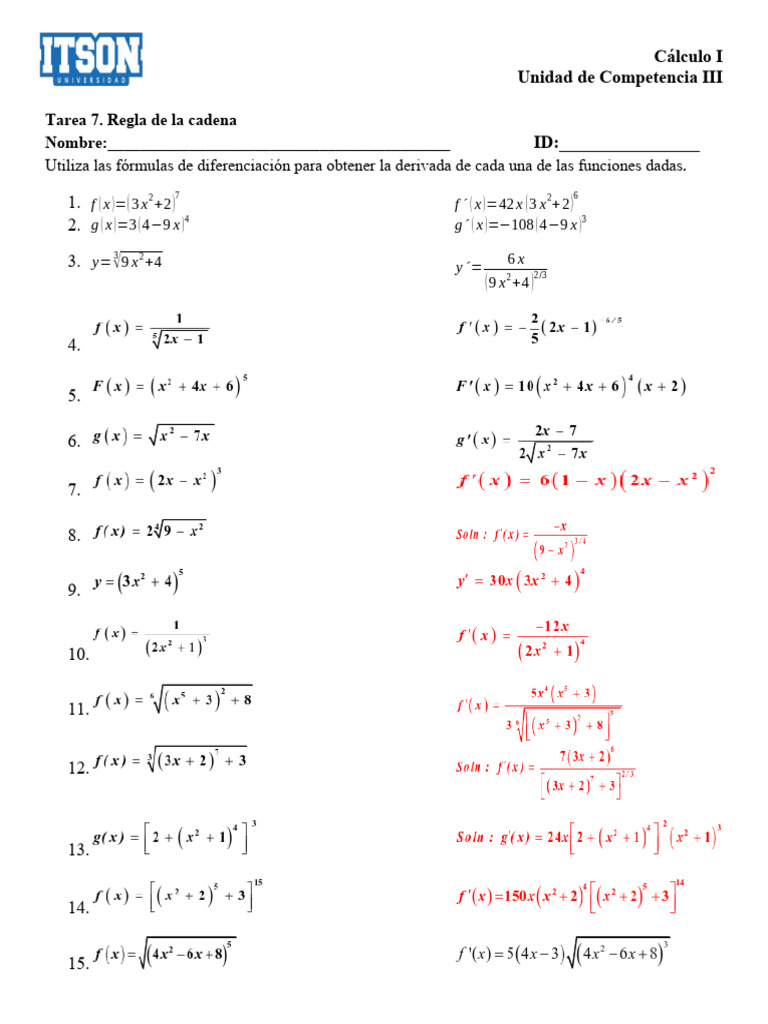 Tarea 7. Regla de La Cadena | PDF