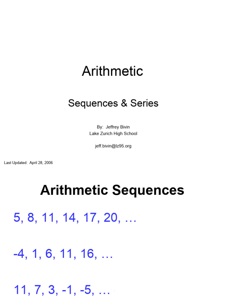 Arithmetic Sequence Series | PDF | Mathematical Analysis | Mathematical ...