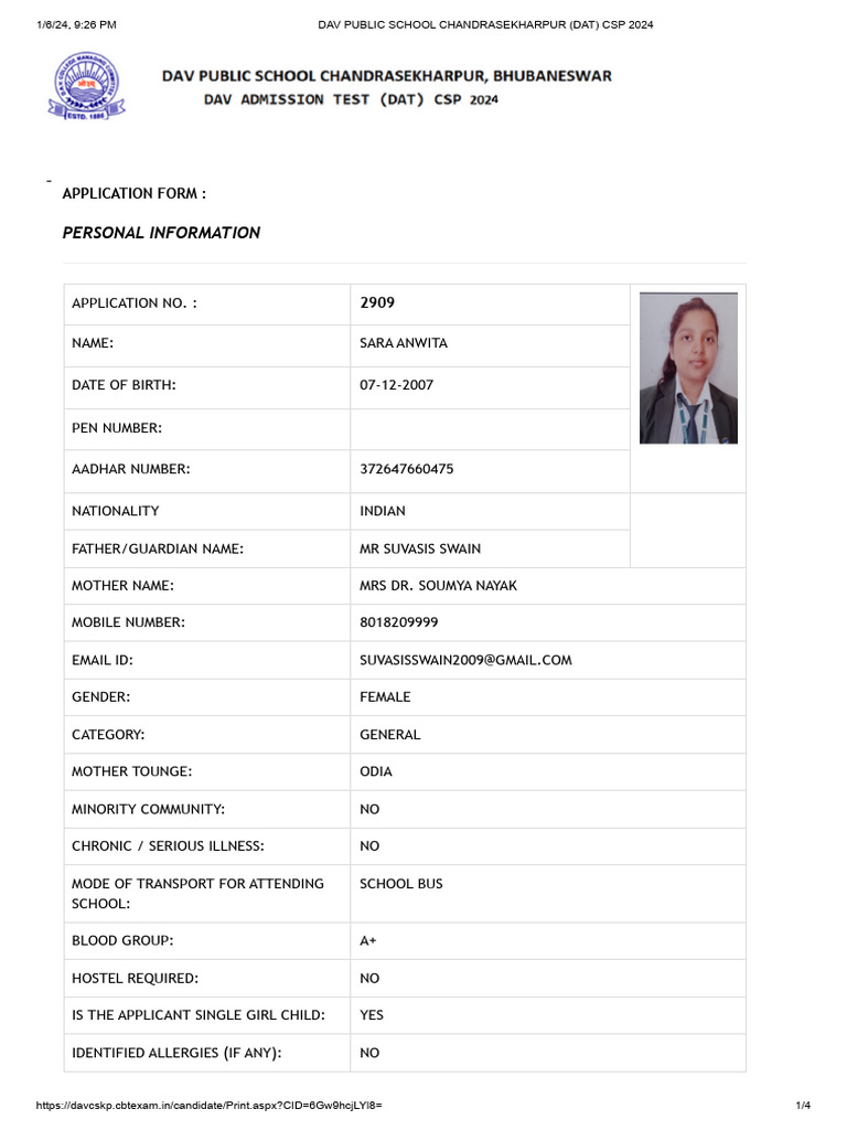 DAV CSPUR_ApplicationForm | PDF