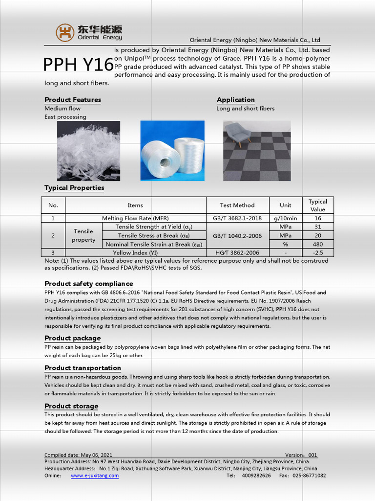 TDS-PPH Y16-2021-En | PDF | Ultimate Tensile Strength | Secondary Sector Of The Economy