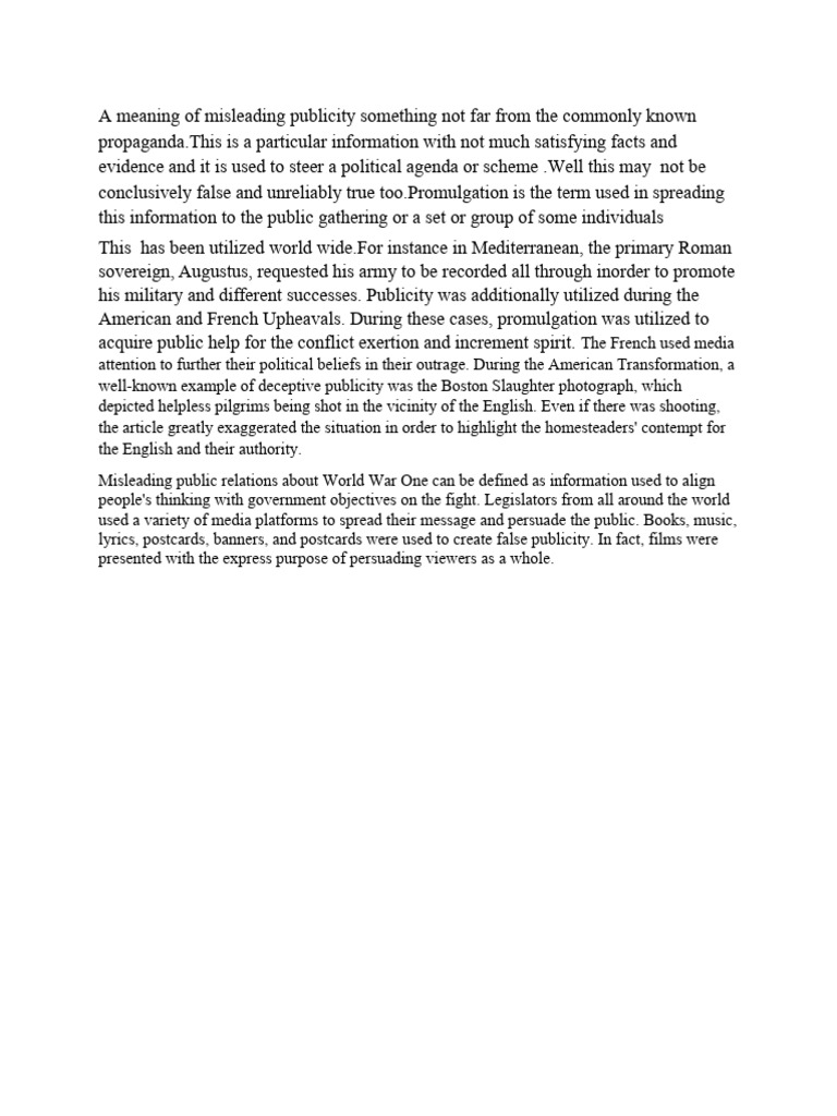 A Meaning of Misleading Publicity Something Not Far From The Commonly ...