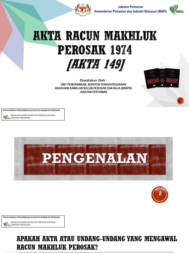 Nota Akta Racun Makhluk Perosak 1974 | PDF