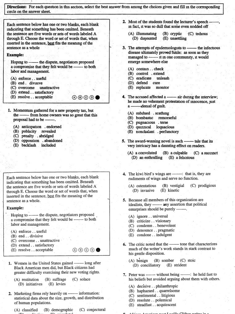 Word in Context (Old 2400 SAT) | PDF