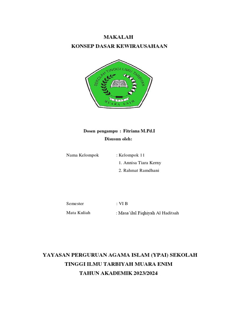 Makalah Konsep Kewirausahaan | PDF Makalah Konsep Kewirausahaan | PDF