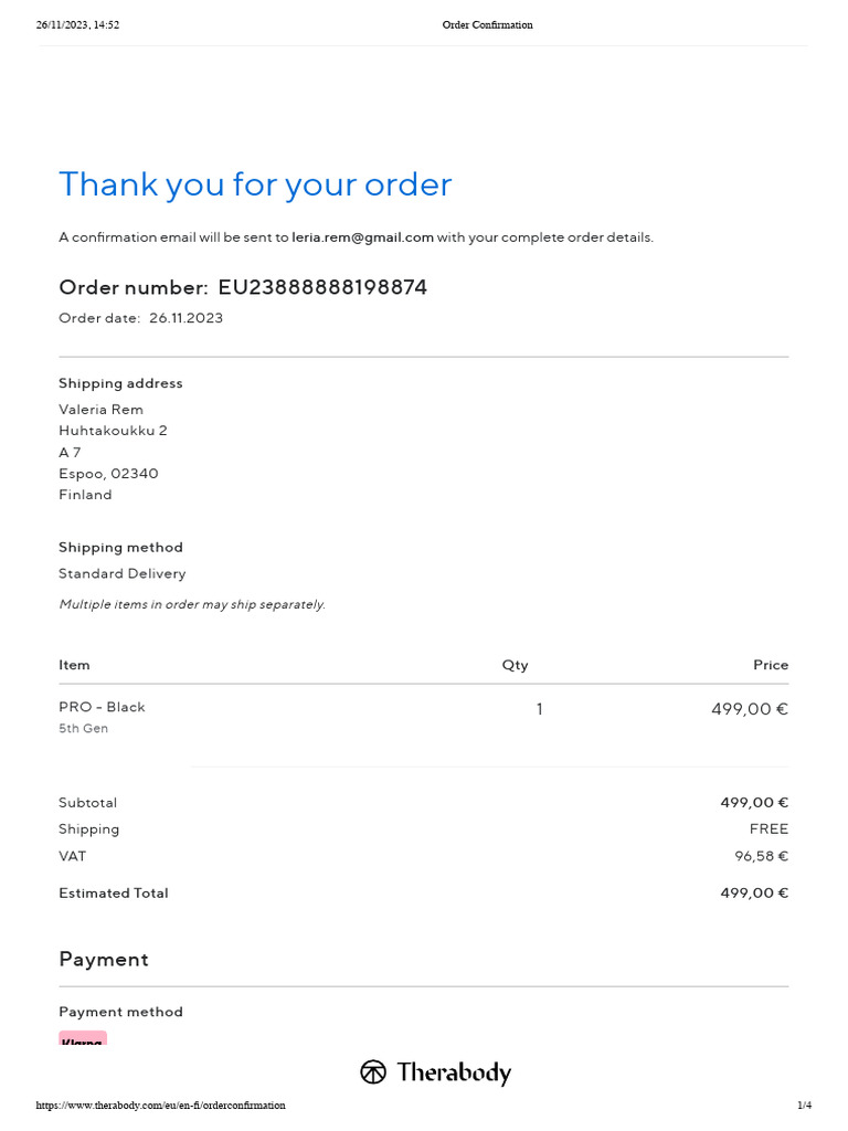 Order Confirmation | PDF