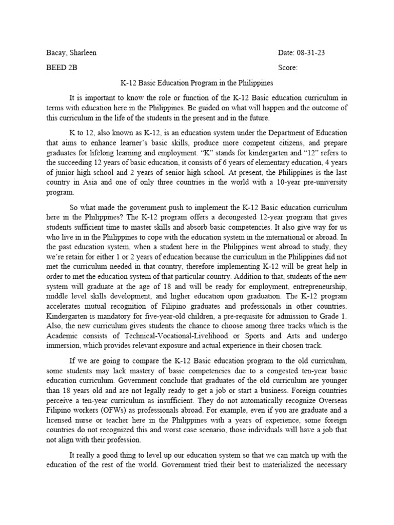 Copy Ed4 Reflection | PDF | Curriculum | Learning