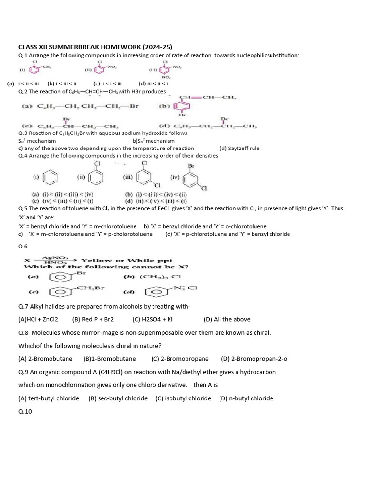 Final HW Class 12 | PDF | Chemical Reactions | Reaction Rate