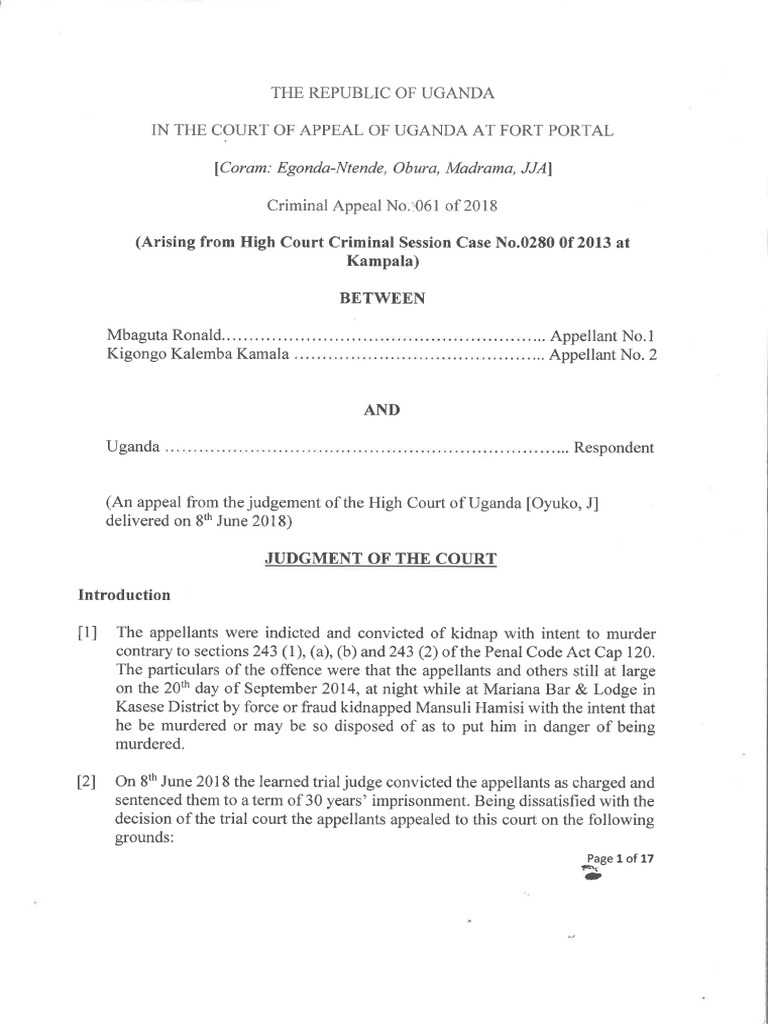 Mbaguta and Anor V Uganda | PDF