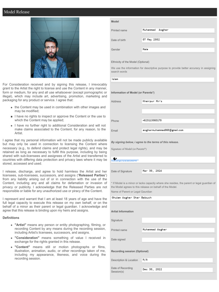 Model Release Computer Science | PDF