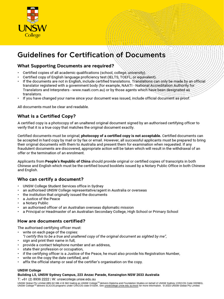 Guidelines for Certification of Documents | PDF