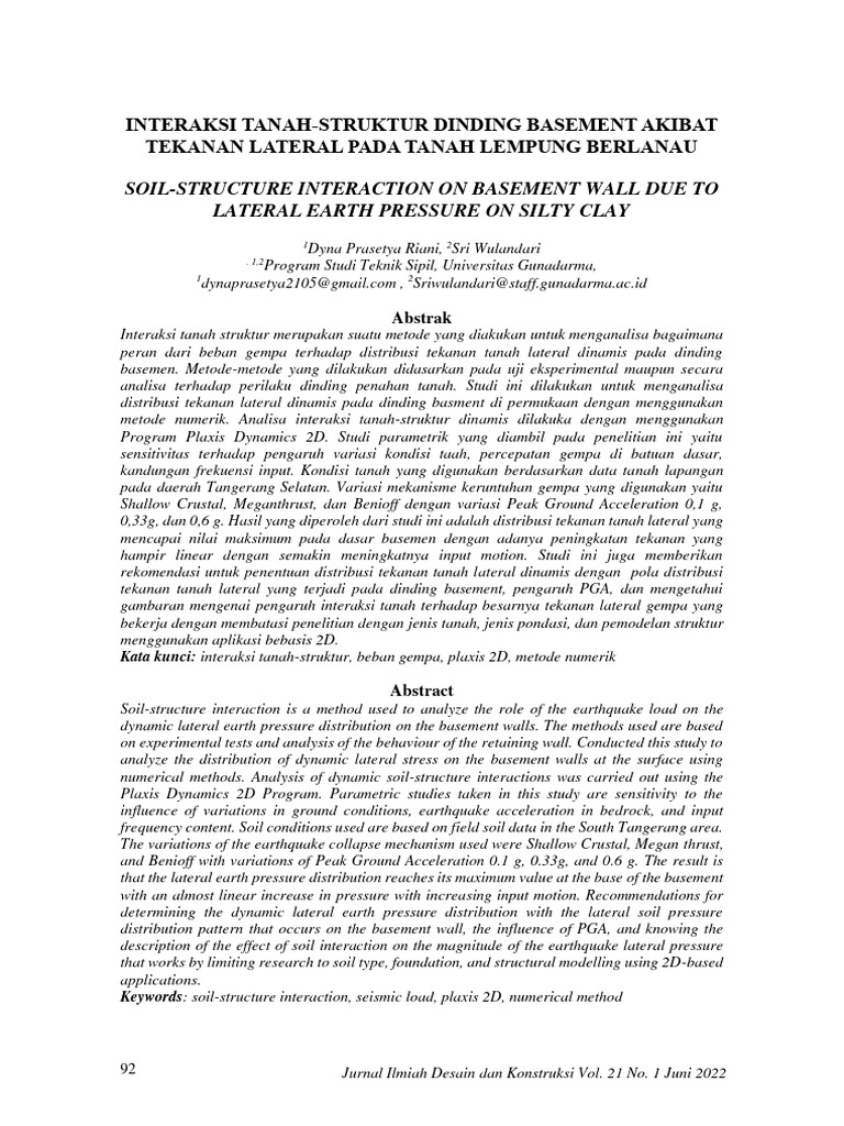 Analisis Tekanan Lateral Dinding Basement | PDF