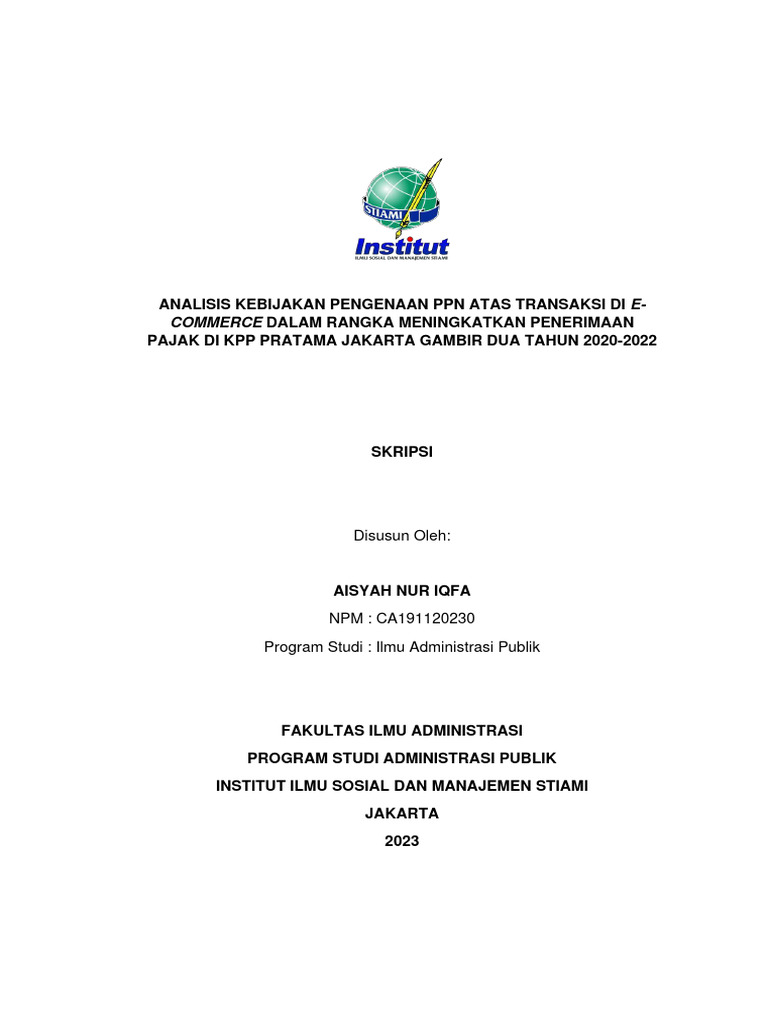 Skripsi Analisis Kebijakan Pengenaan PPN Atas Transaksi Di E-Commerce ...