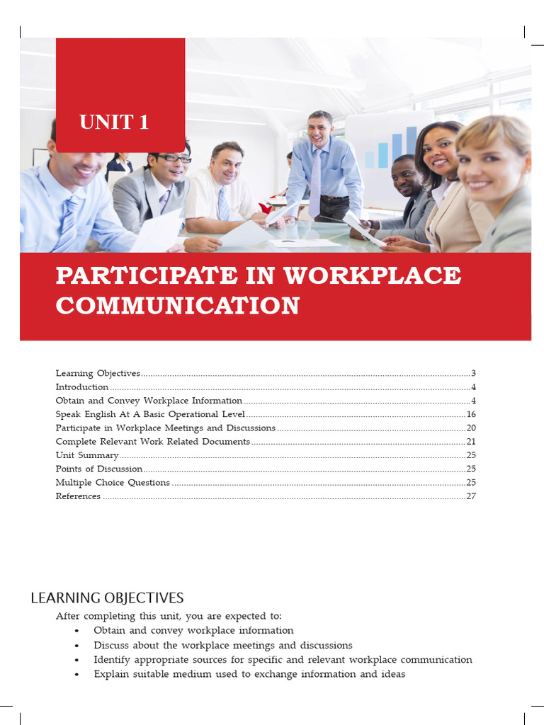 Participate in Workplace Communication | PDF | Nonverbal Communication ...