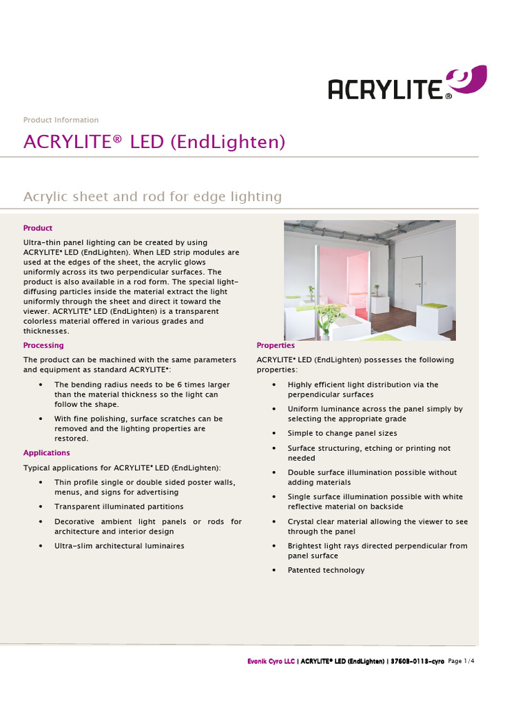 3760b Acrylite® Led Endlighten Product Information | PDF | Light Emitting Diode | Poly(Methyl ...