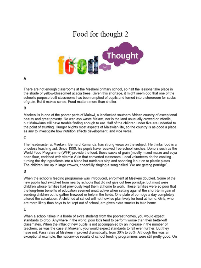 Food For Thought 2 | PDF | Malnutrition | Nutrition