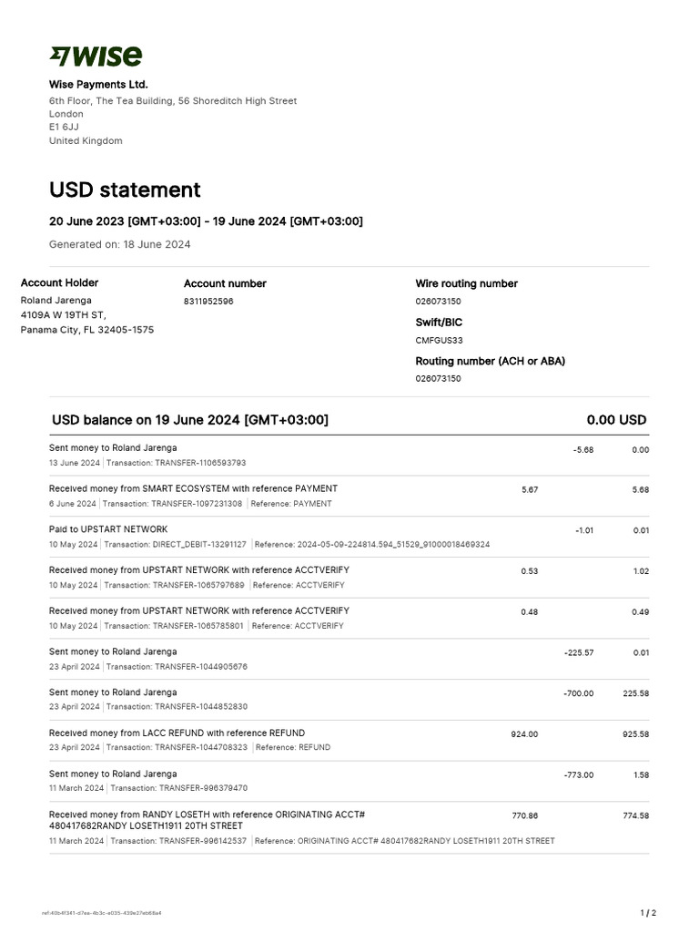 Balance - Statement-Wise Roland | PDF | Personal Finance | Payments