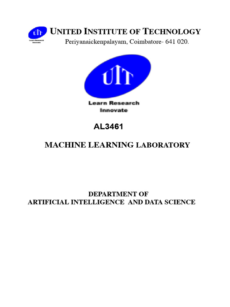 Machine Learning Lab Record Coimbatore | PDF | Accuracy And Precision ...