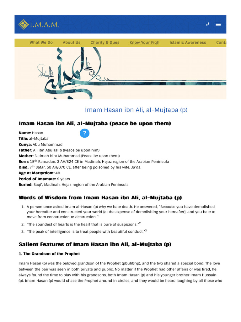 Imam Hasan ibn Ali (p) | Download Free PDF | Ali | Muhammad