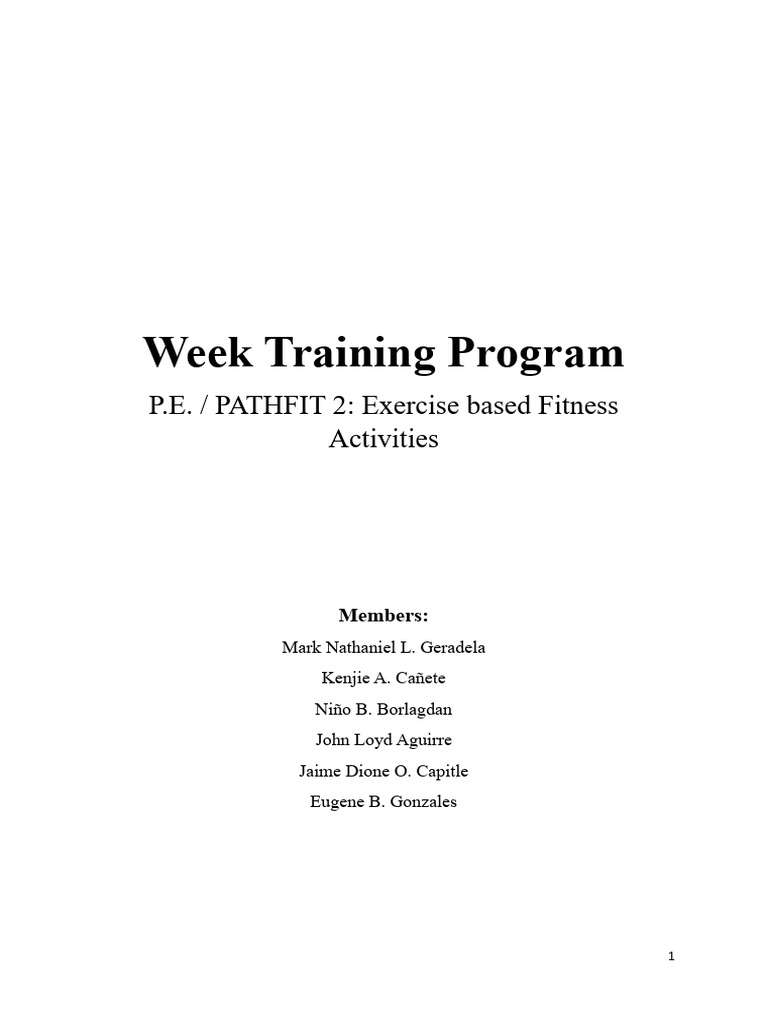 PE-PATHFIT Week Training Program (PeTa) | Download Free PDF | Physical ...