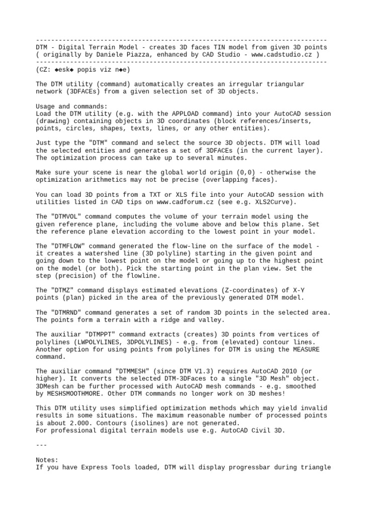 dtm | PDF | 3 D Computer Graphics | Auto Cad