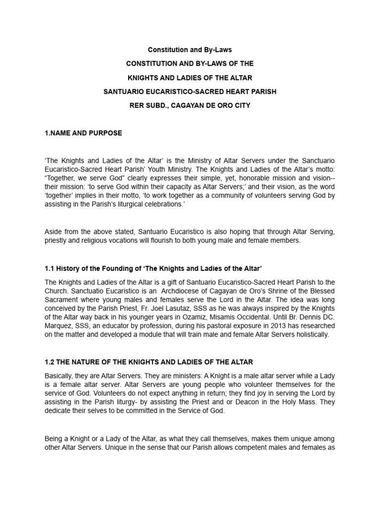 Knights and Ladies of the Altar Guide | PDF | Eucharist | Apprenticeship