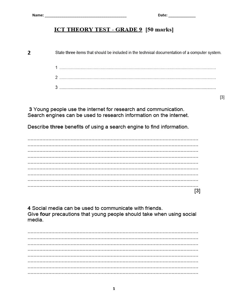 Grade 9 Theory Test Paper | Download Free PDF | Solid State Drive ...
