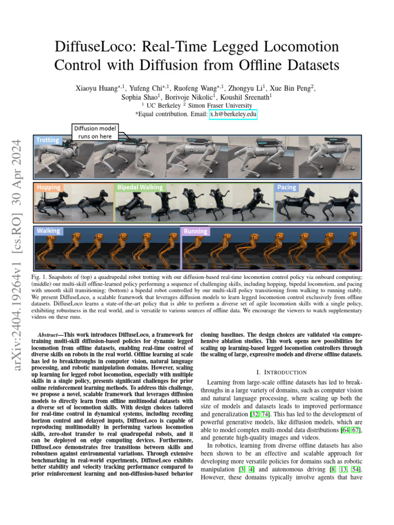DiffuseLoco - Real-Time Legged Locomotion | PDF | Walking | Applied Mathematics