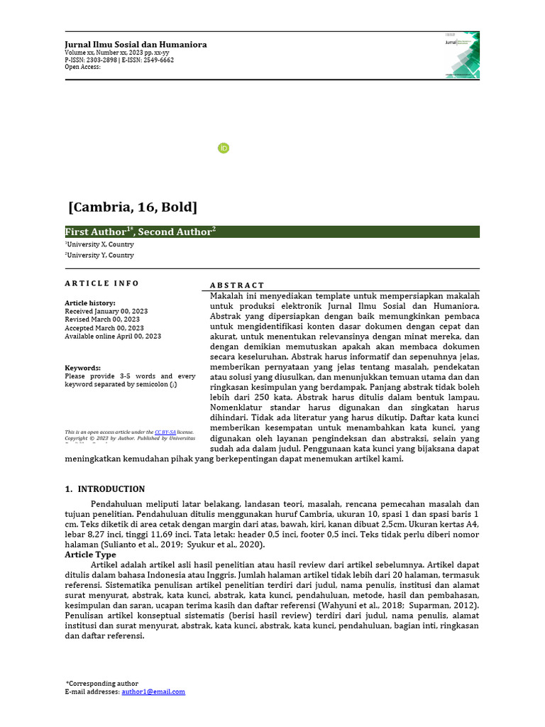 TEMPLATE JISH Eng - Version 2023 | PDF