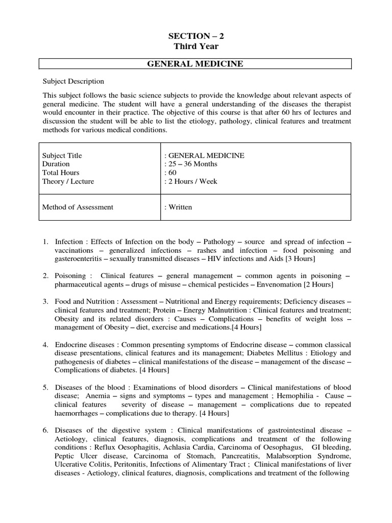 BPT Syllabus 2015-Gm GS Paed Ortho III Yr | PDF | Respiratory Diseases ...