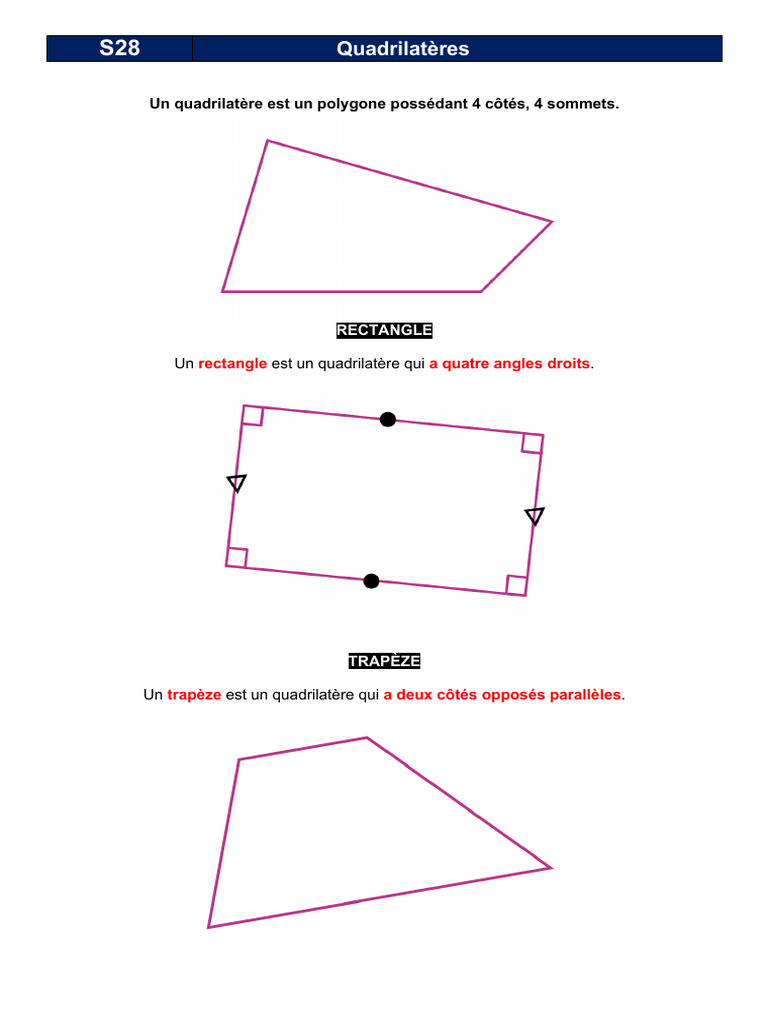 Comprendre le trapèze et ses propriétés | PDF | Géométrie | Formes ...