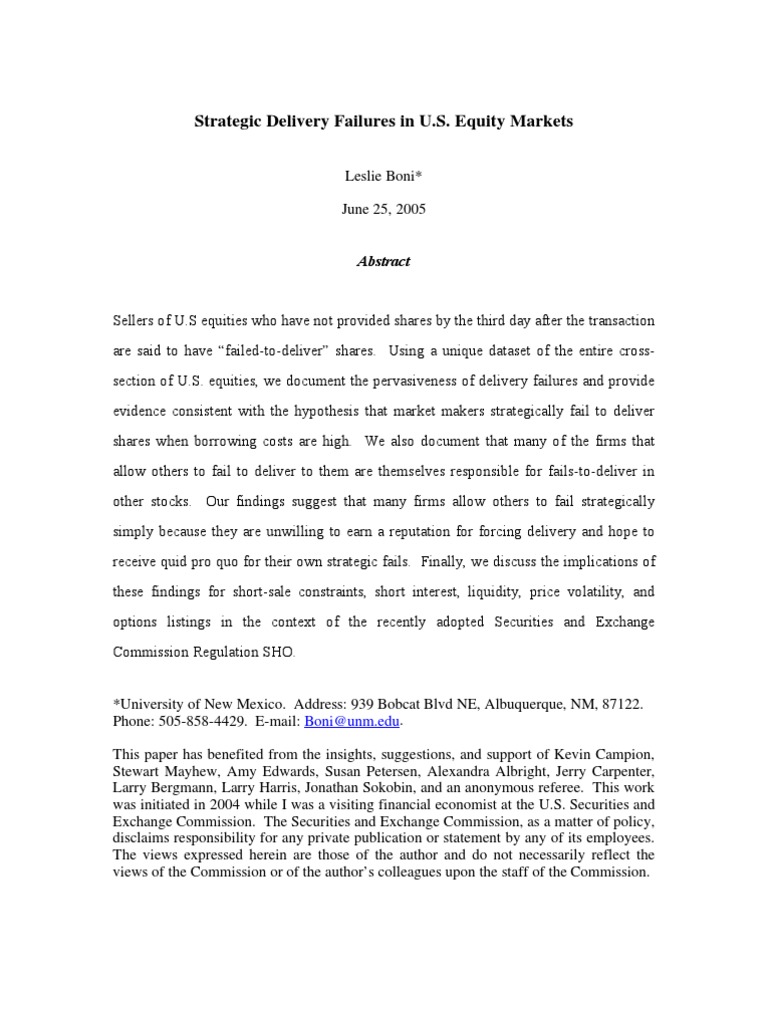 Leslie Boni | PDF | Short (Finance) | Market Maker