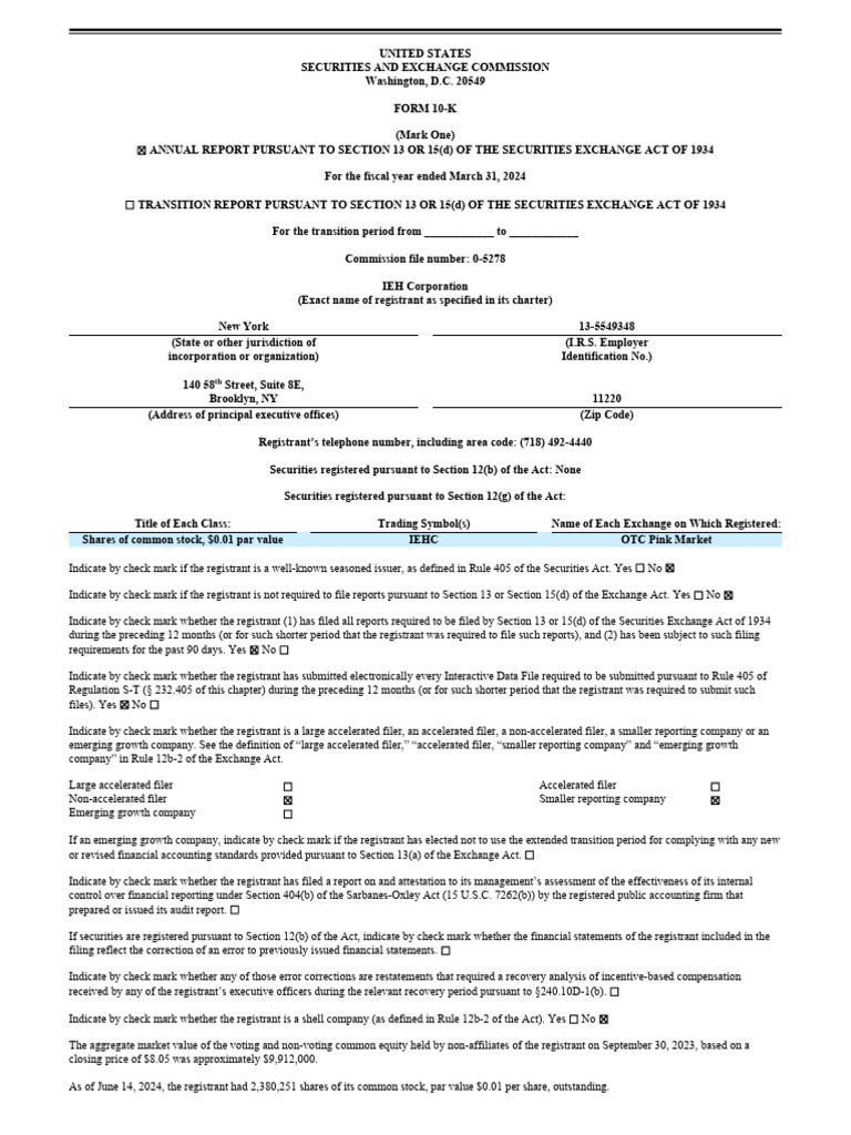 Form 10-K, Jun 14 | PDF | Stocks | Electrical Connector