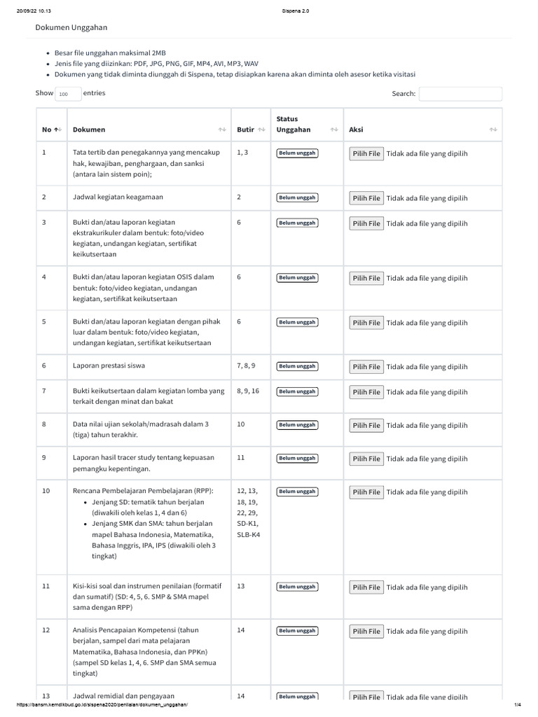 Kelengkapan Akreditasi Sispena 2.0 | PDF