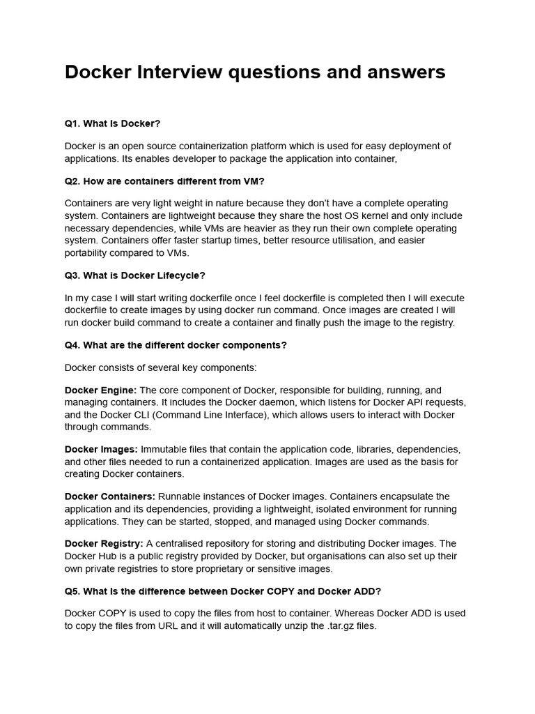 Docker Interview Qustions and Answers | PDF | Operating System | Command Line Interface