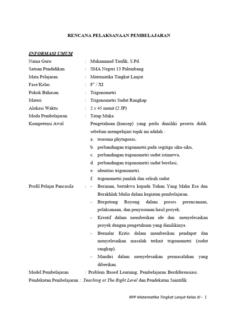 RPP - Muhammad Taufik | PDF