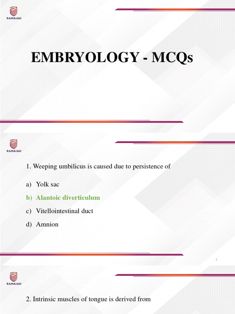 Embryo Mcqs | PDF | Anatomy