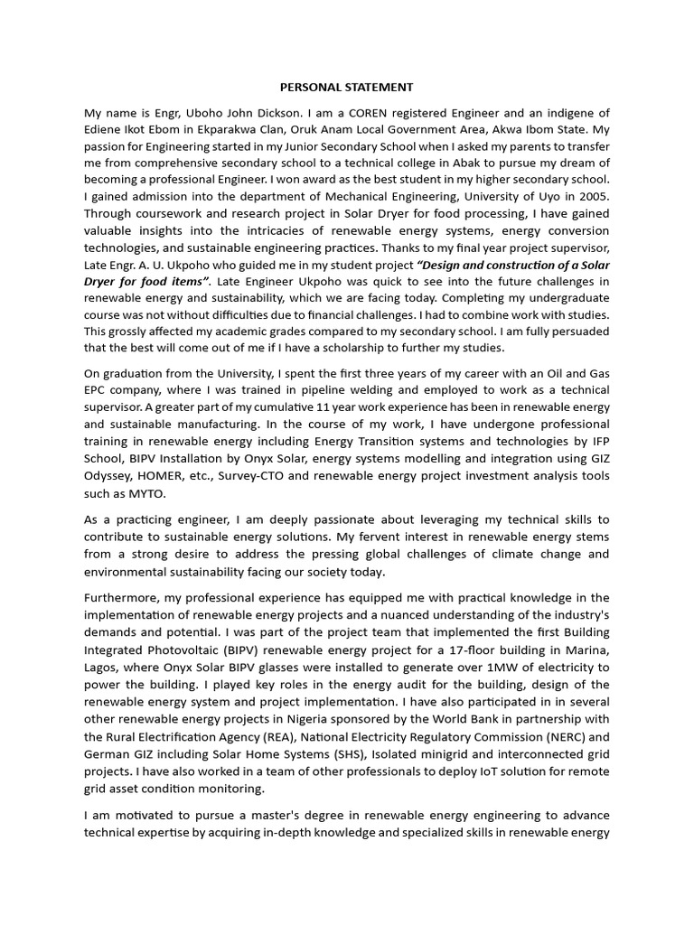 Pursuing MSc in Renewable Energy Engineering | PDF | Renewable Energy ...