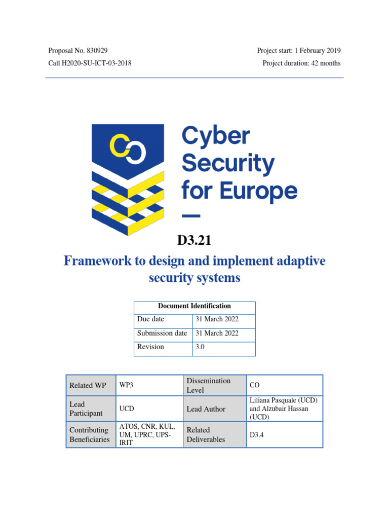 D3.21 Framework To Design and Implement Adaptive Security Systems v3.0 Submitted | PDF ...