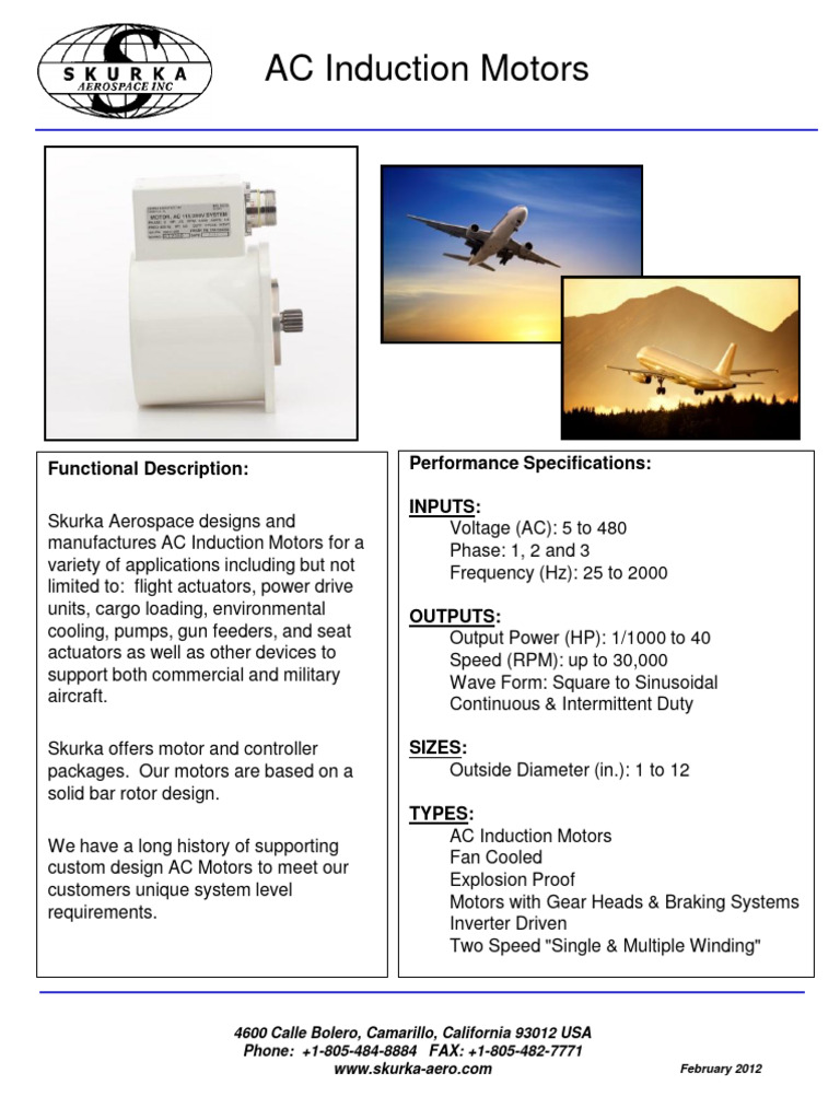 Skurka Aerospace AC Induction Motors | PDF | Business | Technology ...