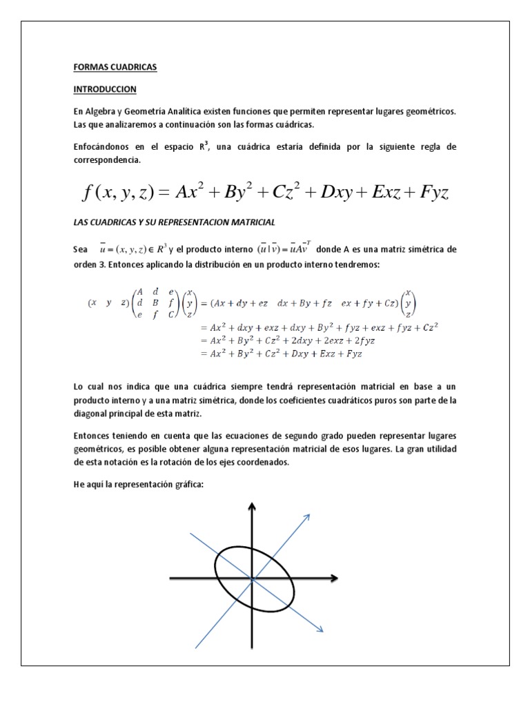 Formas Cuadricas (Lineal) | PDF | Matriz (Matemáticas) | Valores ...