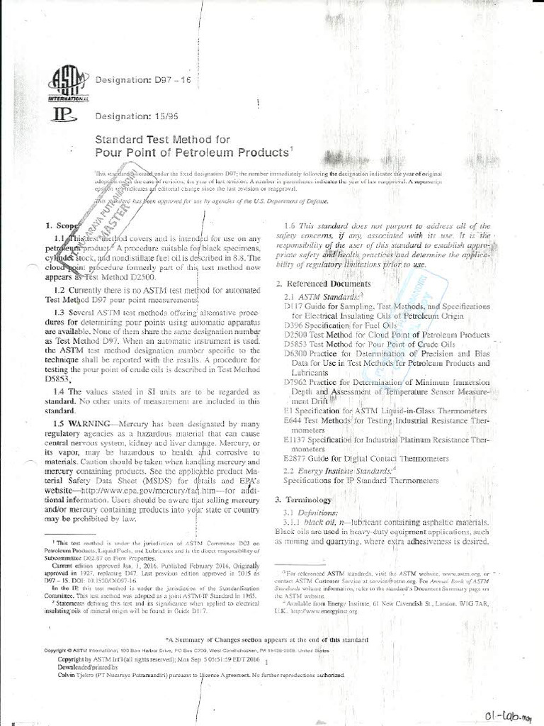 Astm D97-16 | PDF