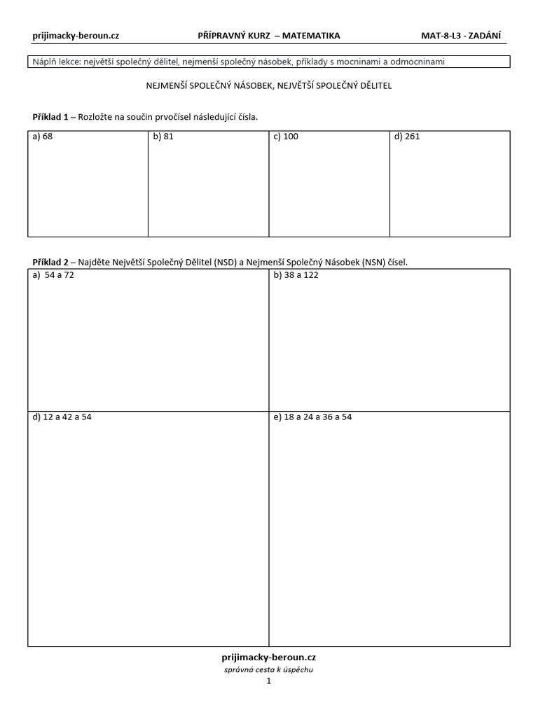 MAT 8 L3 Zadani | PDF