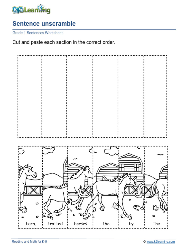 Grade 1 Sentence Unscramble D | PDF