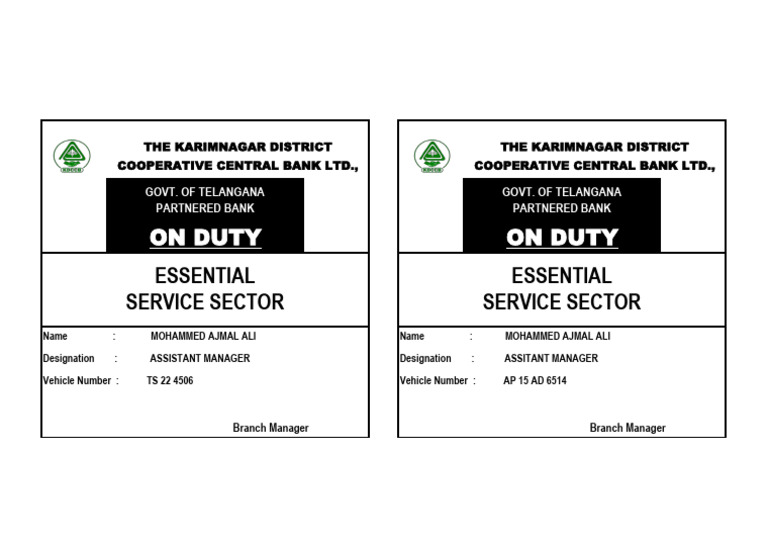 COVID-19 ON DUTY PASS | PDF