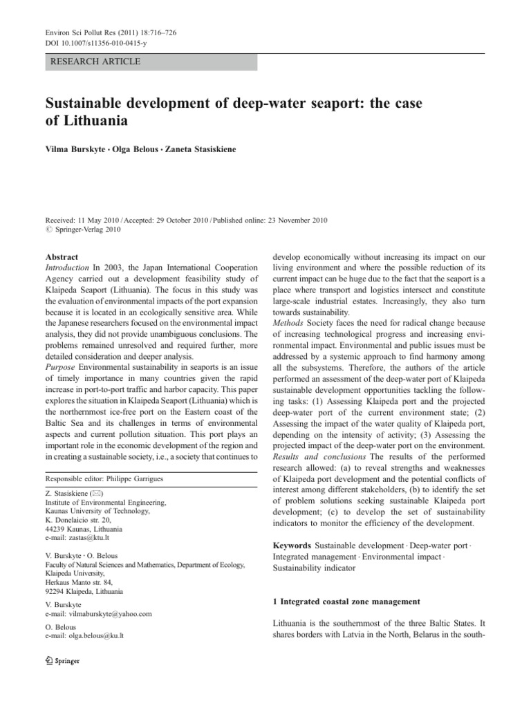Sustainable Development of Deep Water Seaport The Case | PDF ...