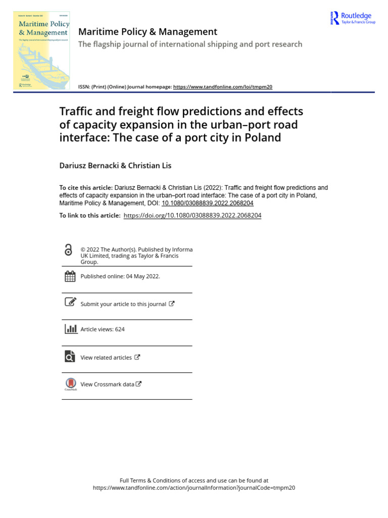 Traffic and freight flow predictions and effects of capacity expansion in the urban port road ...