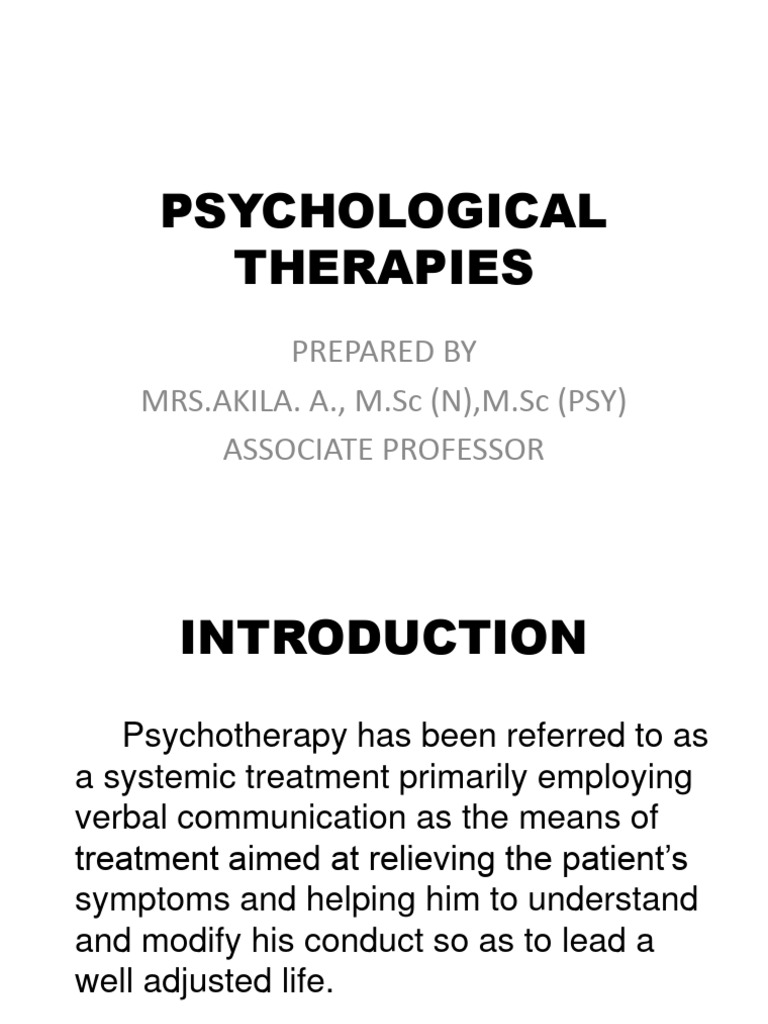 Pyschological Therapies | PDF | Psychotherapy | Psychoanalysis