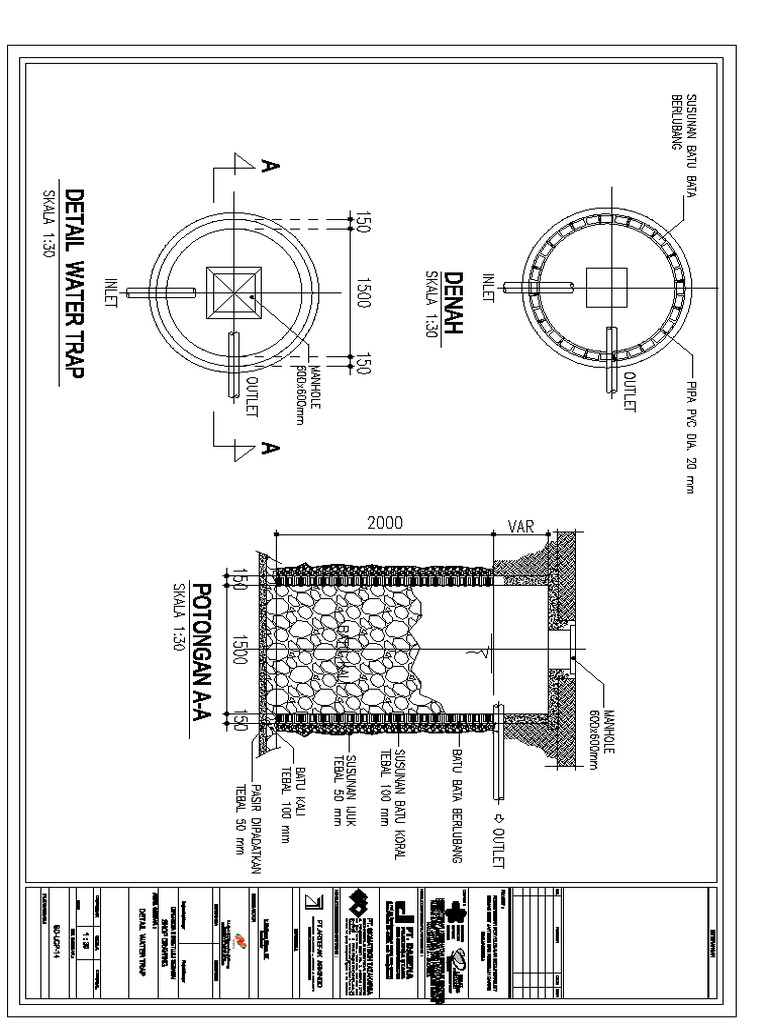 Denah Sumur Resapan Dan Water Trap (DETAIL TRAP) | PDF